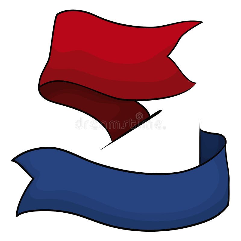 Set with Two Ribbons in Cartoon Style, Vector Illustration Stock Vector ...