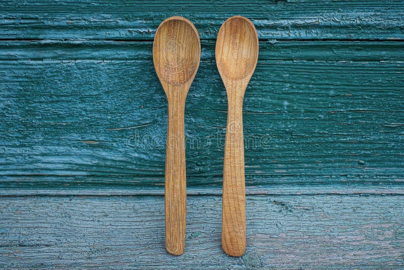 A Set of Two Rustic Old Brown Spoons Stock Photo - Image of rustic ...