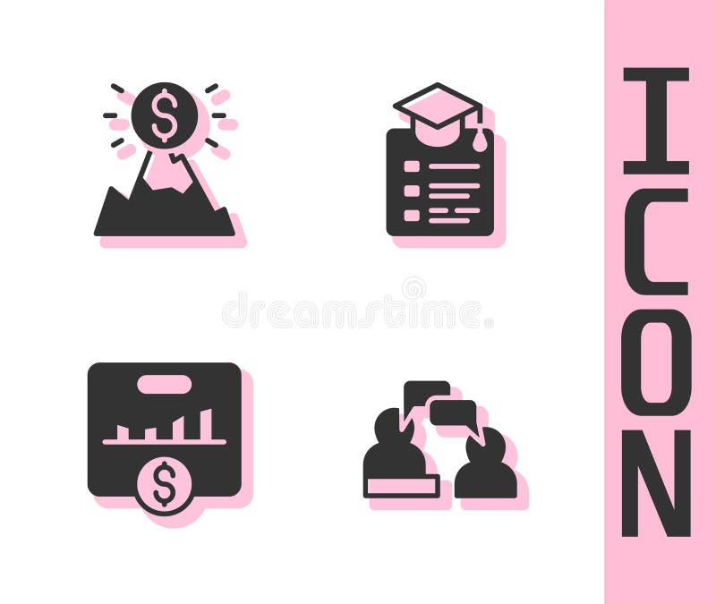 Set Two Sitting Men Talking, Mountains with Flag, Key Performance ...