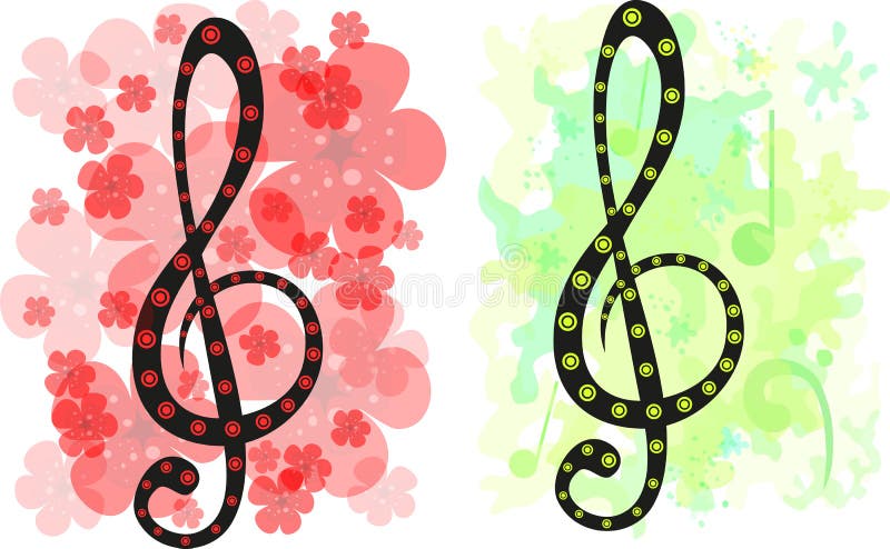 Stylized Treble Clef with Music Notes Isolated Stock Image ...