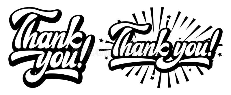 Set of Two Variants of Stylish Calligraphic Written Phrase Thank You ...