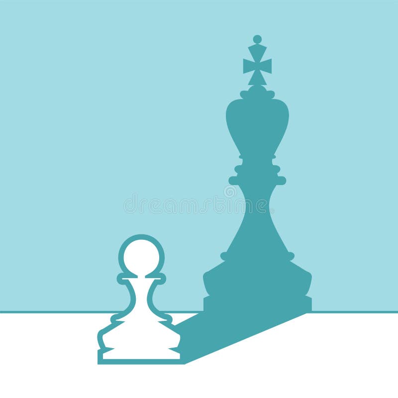 White Pawn with King Shadow Stock Illustration - Illustration of ...