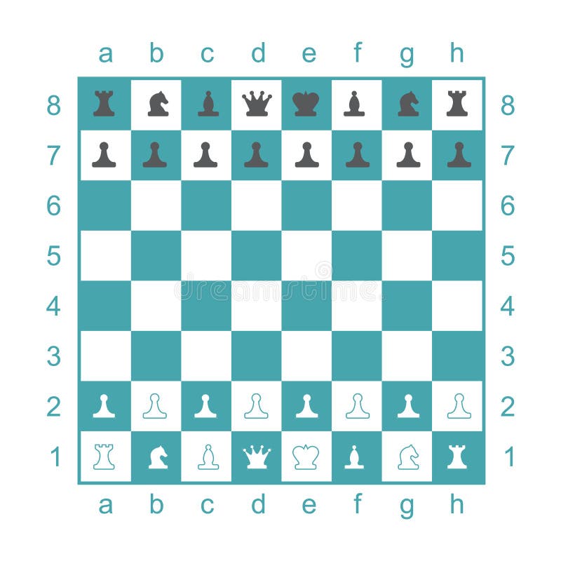 Chess Board with Chess Pieces Stock Illustration - Illustration of ...