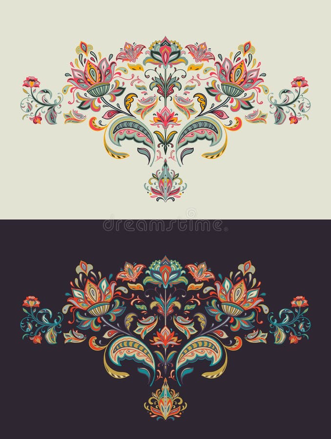 Set of Two Vector Oriental Motifs in Light and Dark Color Variations ...