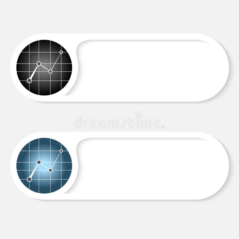Set of Two White Buttons with Graph Stock Illustration - Illustration ...