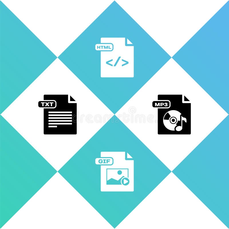 Set TXT File Document, GIF, HTML and MP3 Icon. Vector Stock Vector ... Set TXT File Document, GIF, HTML and MP3 Icon. Vector Stock Vector ...
