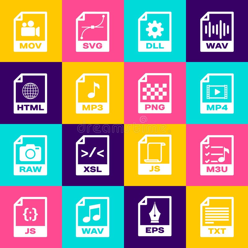 Set TXT File Document, M3U, MP4, DLL, MP3 and HTML Icon. Vector Stock ... Set TXT File Document, M3U, MP4, DLL, MP3 and HTML Icon. Vector Stock ...