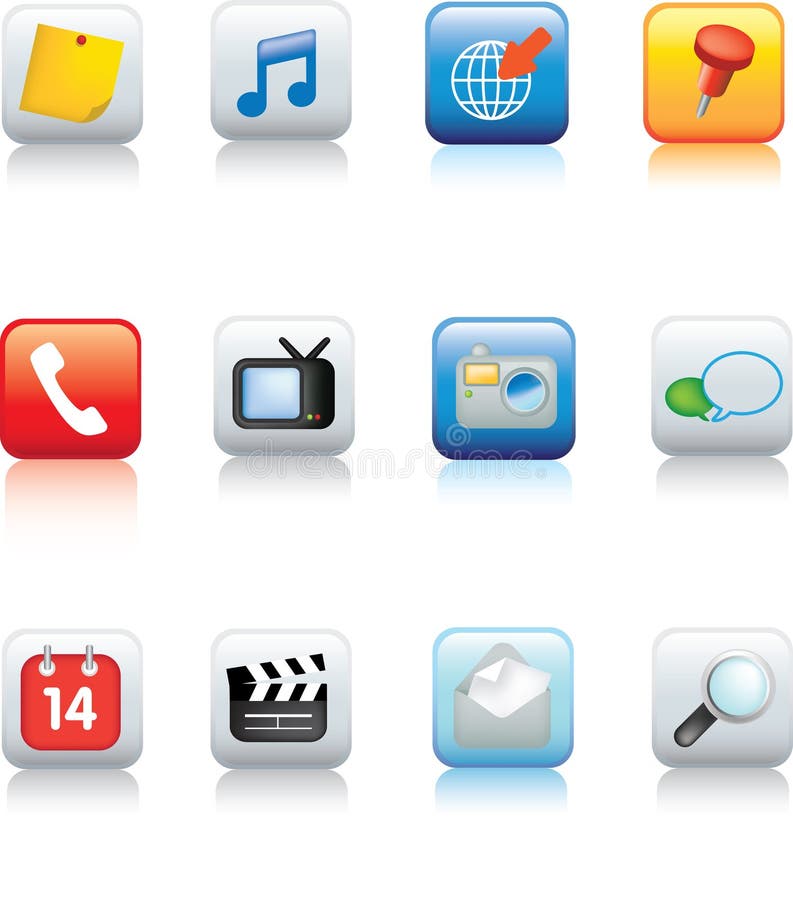 Mobile phone menu icons stock vector. Illustration of note - 20675342