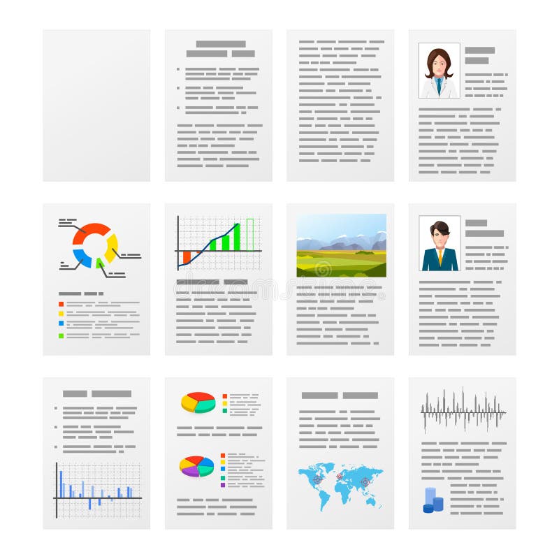 Set of Typical Office Documents on White Stock Illustration ...
