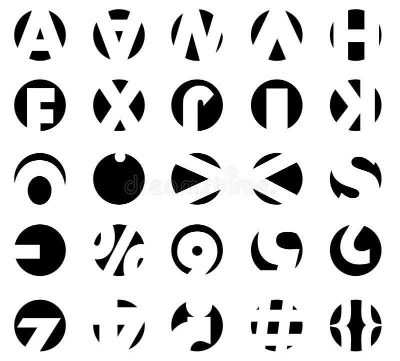 Set of Typography Circles stock illustration. Illustration of letter ...