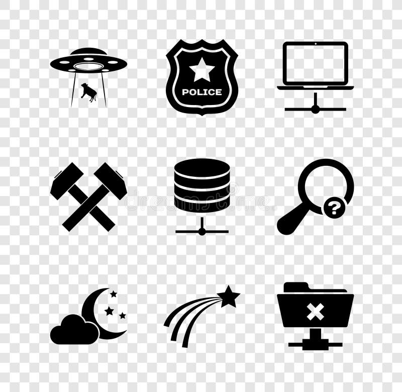 Set UFO Abducts Cow, Police Badge, Computer Network, Cloud with Moon ... Set UFO Abducts Cow, Police Badge, Computer Network, Cloud with Moon ...