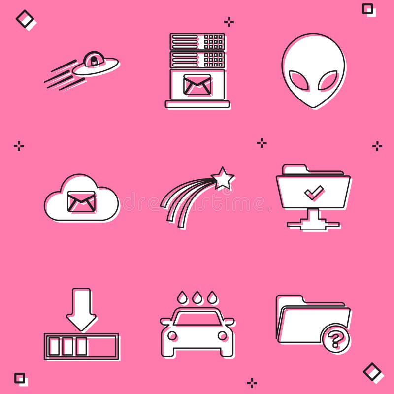 Set UFO Flying Spaceship and Alien, Mail Server, Alien, Cloud Mail ... Set UFO Flying Spaceship and Alien, Mail Server, Alien, Cloud Mail ...