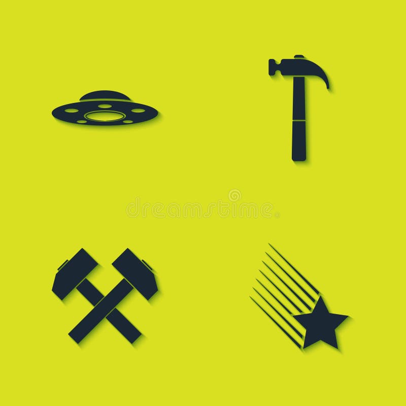 Set UFO Flying Spaceship, Falling Star, Two Crossed Hammers and Hammer ... Set UFO Flying Spaceship, Falling Star, Two Crossed Hammers and Hammer ...