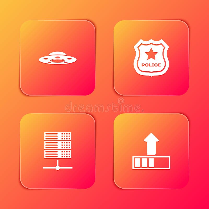 Set UFO Flying Spaceship, Police Badge, Server, Data, Web Hosting and ... Set UFO Flying Spaceship, Police Badge, Server, Data, Web Hosting and ...