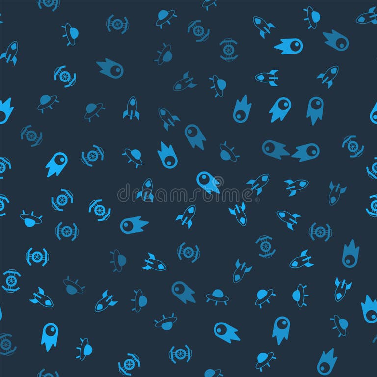 Set UFO Flying Spaceship, Rocket, Comet Falling Down Fast and Cosmic on ...