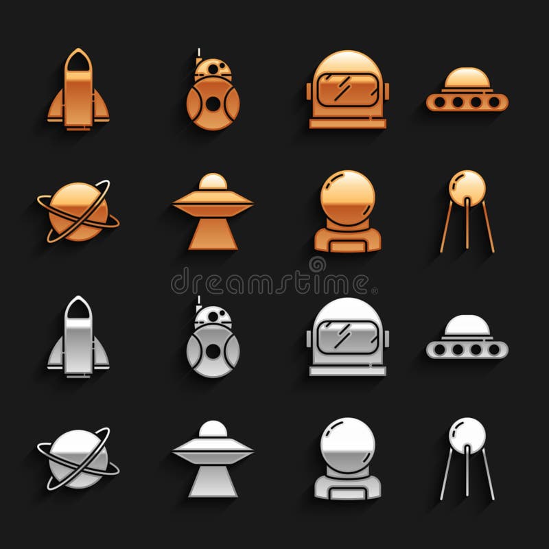 Set UFO Flying Spaceship, Satellite, Astronaut Helmet, Satellites ... Set UFO Flying Spaceship, Satellite, Astronaut Helmet, Satellites ...