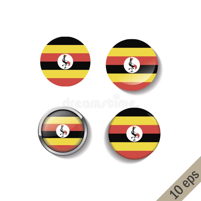 Set of UGANDA Flags Round Badges Stock Illustration - Illustration of ...