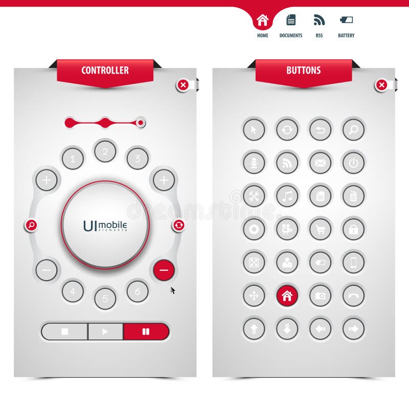 Set of Ui Controllers and Buttons Stock Vector - Illustration of smart ...