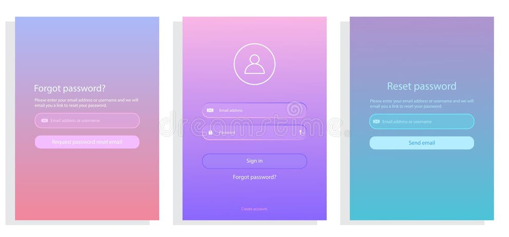 Set Ui Designs. Reset Password Form Page with Gradient Background ...