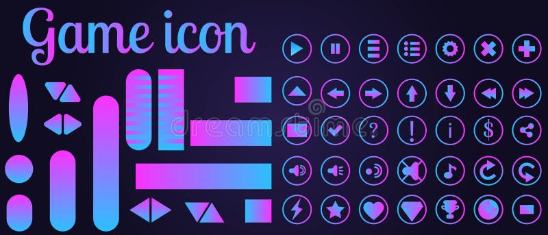 Set of Ui Icons and Gui Buttons for 2D Game, App, Video Menu and ...