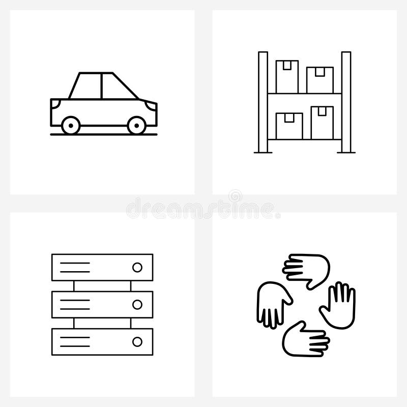 Set of 4 UI Icons and Symbols for Auto; Computer; Drive; Shelf; it ...