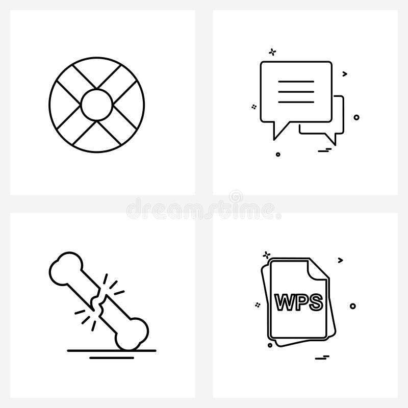 Set of 4 UI Icons and Symbols for Float, Messages, Pdf, Message, Broken ...