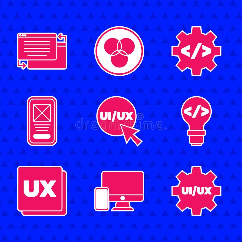 Set Ui Oder Ux Design Monitor Und Mobile Frontend Entwicklung Und Icon ...