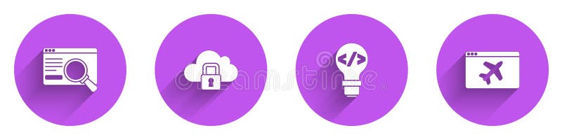 Set Ui Or Ux Design Cloud Computing Lock Front End Development And Website Template Icon With