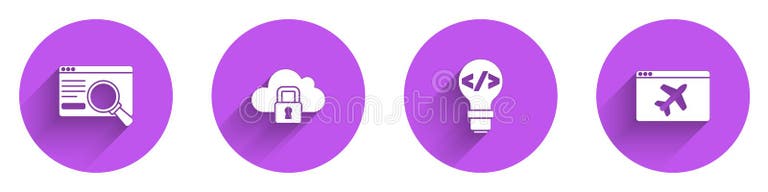 Set UI or UX Design, Cloud Computing Lock, Front End Development and Website Template Icon with ...