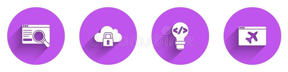Set UI or UX Design, Cloud Computing Lock, Front End Development and Website Template Icon with ...