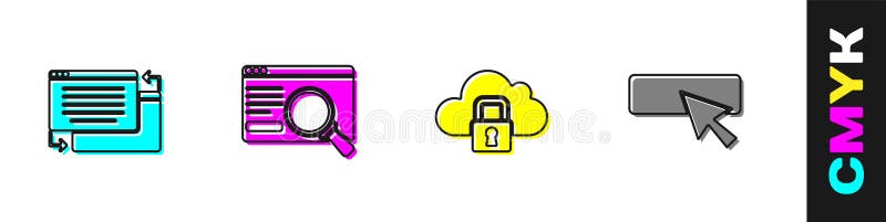 Set UI or UX Design, , Cloud Computing Lock and Icon. Vector Stock Vector - Illustration of ...