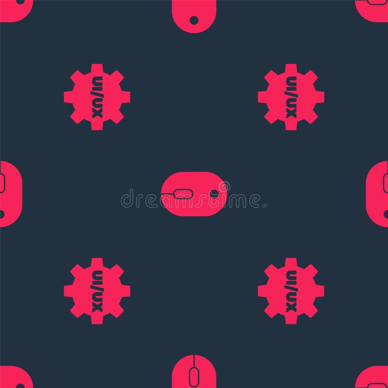 Set Ui Or Ux Design And Computer Mouse On Seamless Pattern Vector
