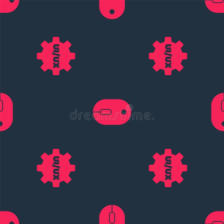 Set Ui Or Ux Design And Computer Mouse On Seamless Pattern Vector Stock Illustration