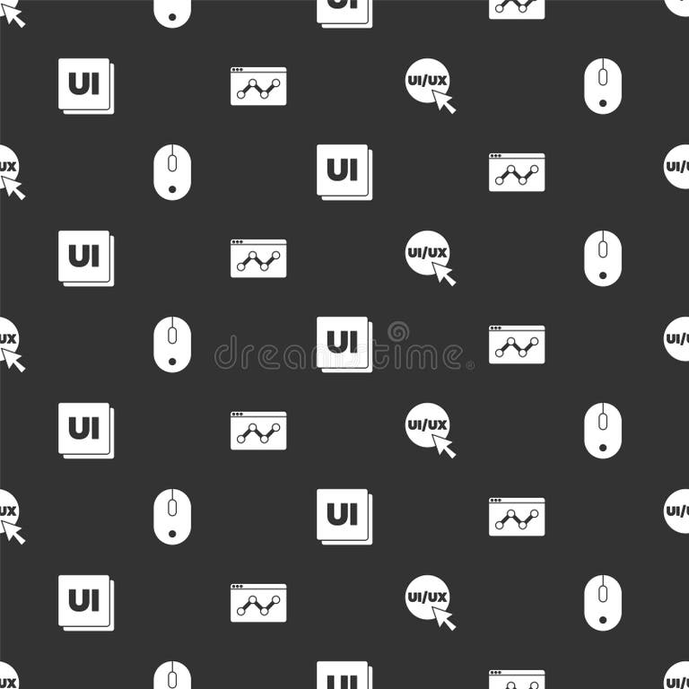 Set UI or UX Design, Computer Mouse, and Website Statistic on Seamless Pattern. Vector Stock ...