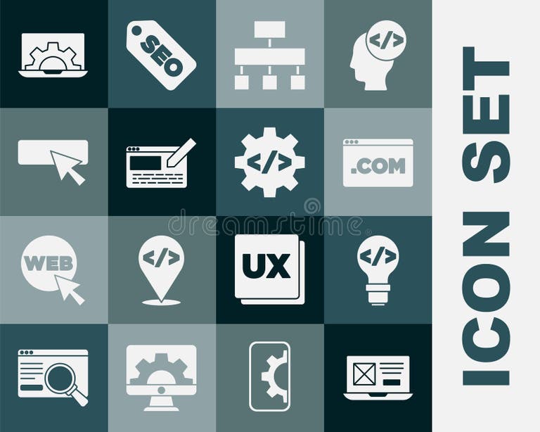 Set UI or UX Design, Front End Development, Site Map, Web and Icon. Vector Stock Vector ...