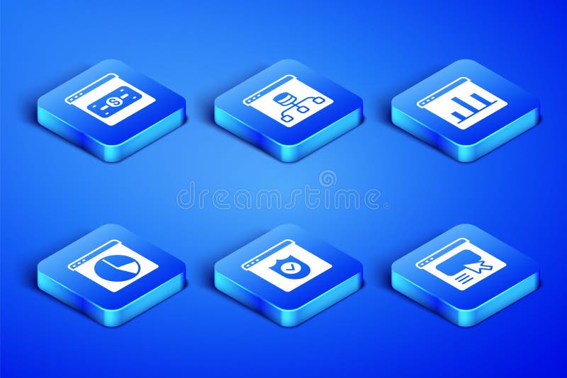 Set UI or UX Design, Online Shopping on Screen, Browser with Shield ...