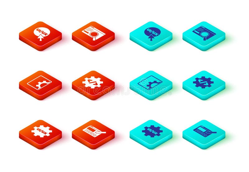 Set UI or UX Design, Web Development, Front End, and Icon. Vector Stock ...