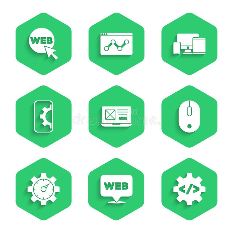 Set Ui Or Ux Design Web And Graphic Front End Development Computer