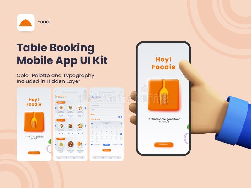 Set of UI, UX, GUI Screens Table Booking App Including As Sign in, Sign ...