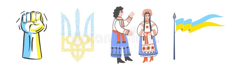 Set of Ukrainian National Symbols, Vector Illustration Stock Vector ...