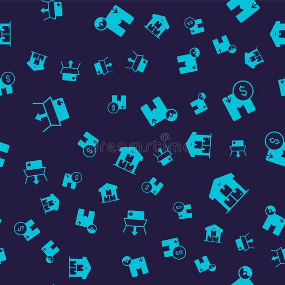 Set Unboxing, Carton Cardboard, and Full Warehouse on Seamless Pattern ...