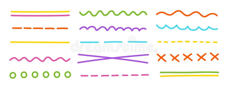 Set of Underline. Different Types of Lines Dotted, Wavy and ...