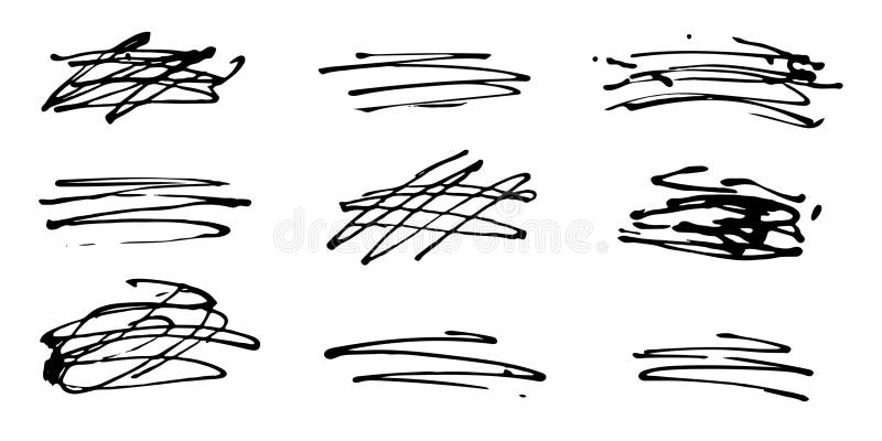 Set of Underline, Hand Drawn. Paint Template for Text Composition Stock ...