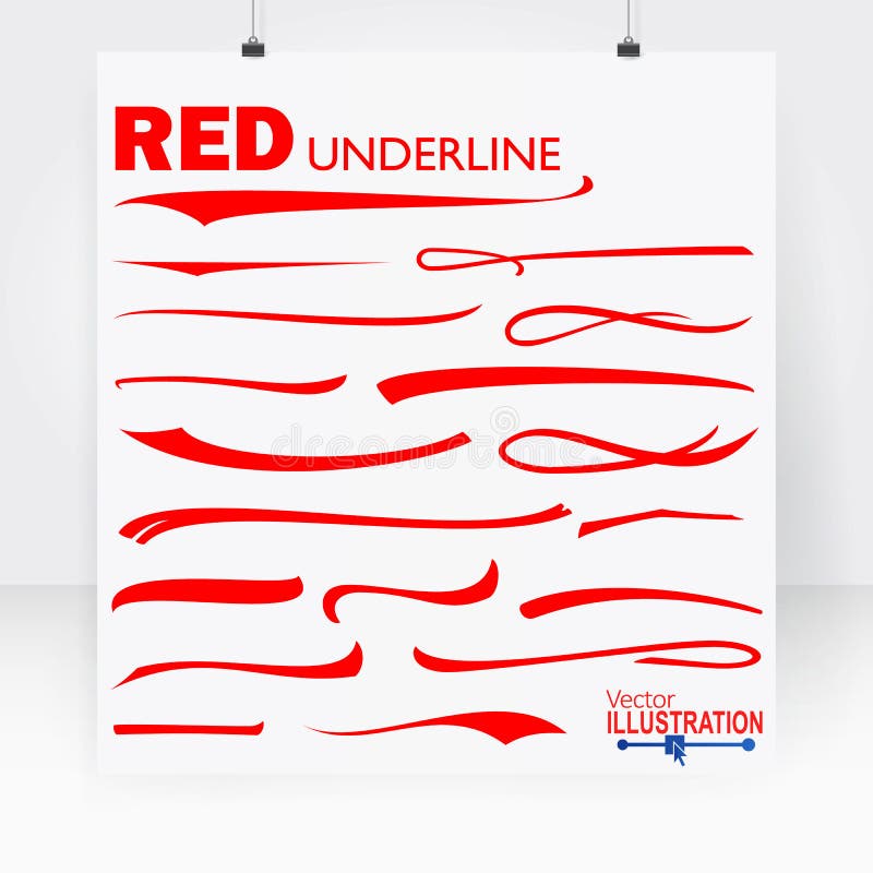 Set of Underlines Lettering Lines, Vector Illustration Handwritten Mark ...