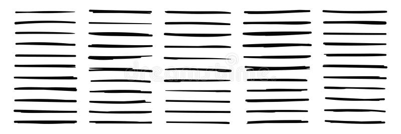 Underline Strikethrough Doodle Lines Set Vector Illustration Stock ...