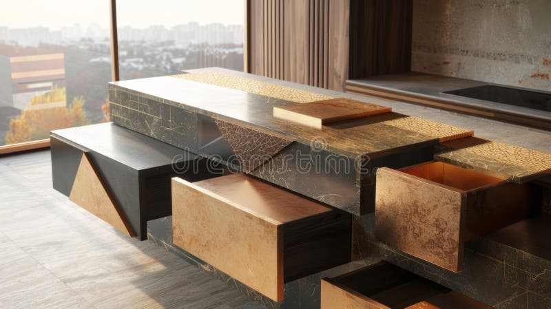 A Set of Unique Drawer S with a Mix of Geometric Shapes and Textures ...