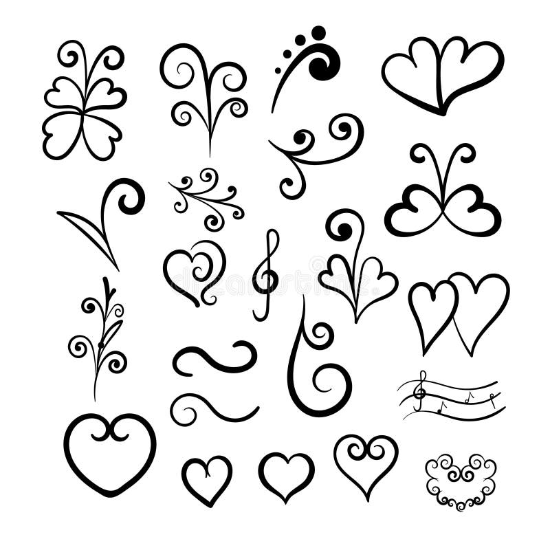 Set of Unique Hand Drawn Hearts. Design Elements Stock Vector ...