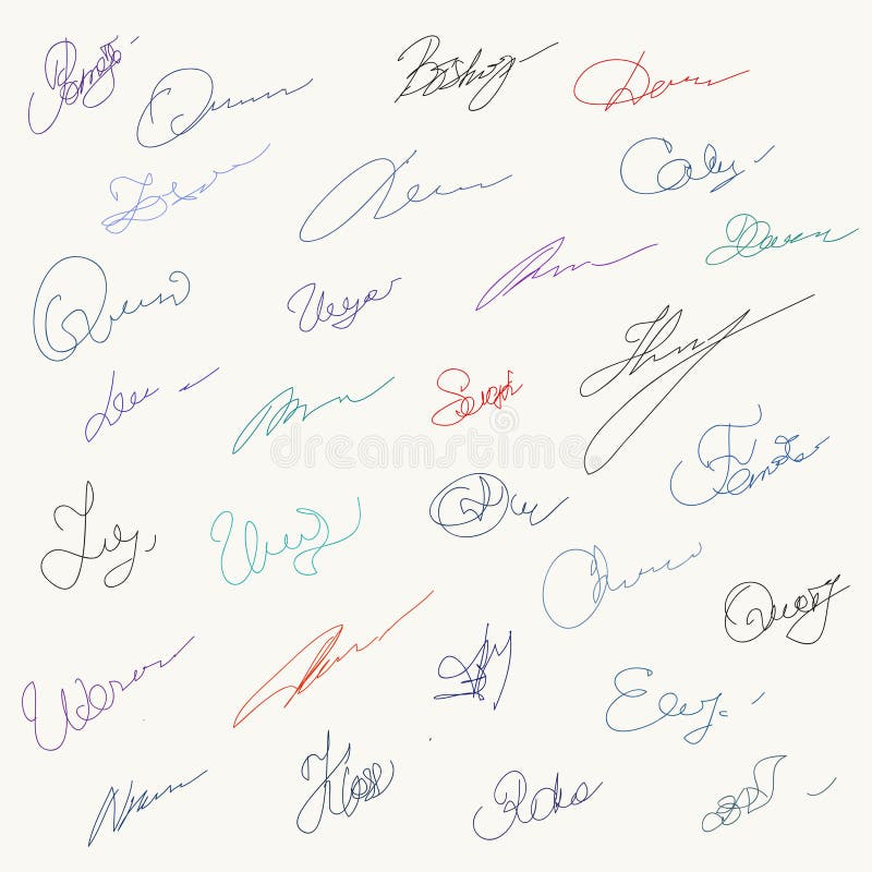 Set of Unique Hanwritten Signatures Stock Vector - Illustration of ...