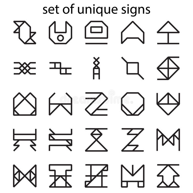 Set of unique signs stock vector. Illustration of symmetry - 102814170