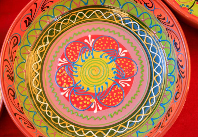 Set of Uniquely Designed Porcelain Plates Stock Photo - Image of ...